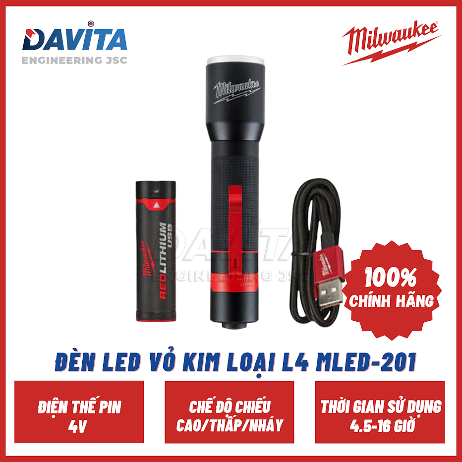 ĐÈN LED VỎ KIM LOẠI MILWAUKEE L4 MLED-201 – Công ty Cổ phần Kỹ thuật DAVITA