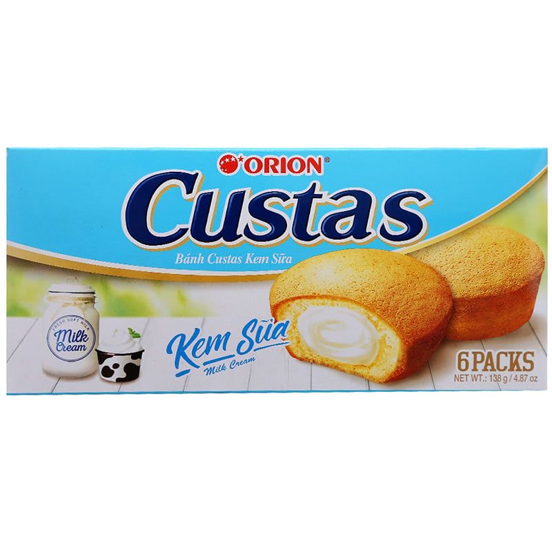 Bánh bông lan Custas Orion nhân kem sữa 6 cái hộp 138g – Chuỗi Tạp Hóa Việt - Chuyên Sỉ Và Lẻ