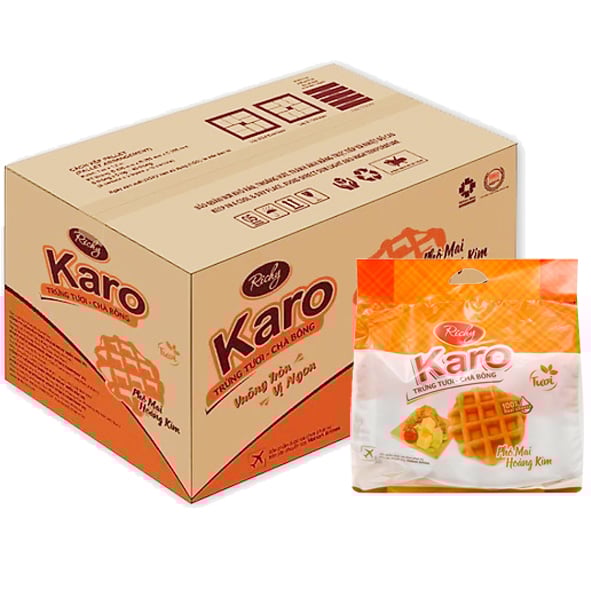 Bánh trứng tươi Karo Richy vị phô mai hoàng kim thùng 12 túi x 156g – Chuỗi Tạp Hóa Việt ...