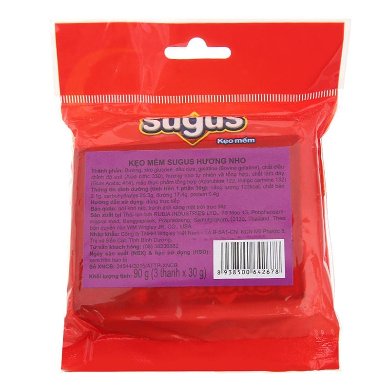 Kẹo mềm Sugus hương nho 3 thanh gói 90g – Chuỗi Tạp Hóa Việt - Chuyên ...