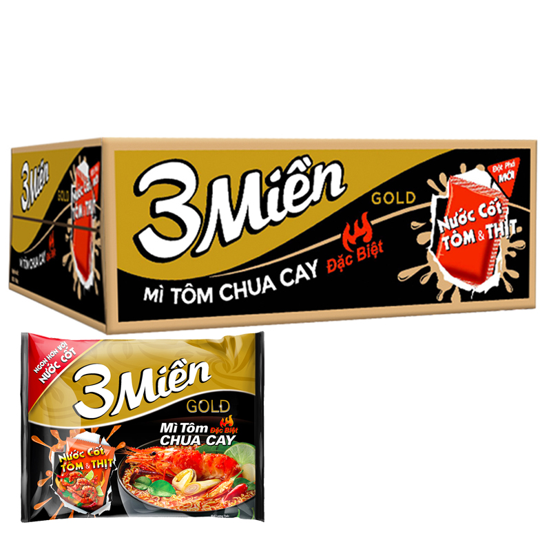 Mì 3 Miền Gold tôm chua cay đặc biệt thùng 30 gói x 75g – Chuỗi Tạp Hóa ...