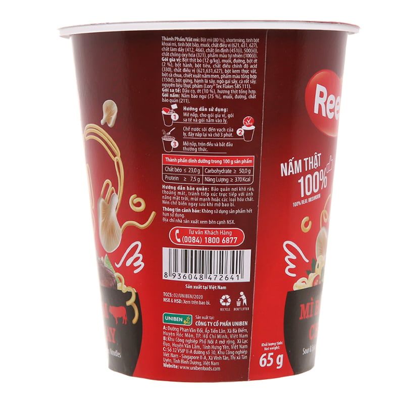Mì Reeva bò nấm chua cay ly 65g – Chuỗi Tạp Hóa Việt - Chuyên Sỉ Và Lẻ
