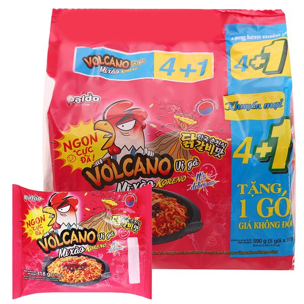 Mì trộn xào Koreno Volcano vị gà lốc 5 gói x 118g – Chuỗi Tạp Hóa Việt ...