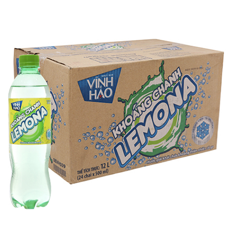 Nước khoáng có ga Vĩnh Hảo vị chanh thùng 24 chai x 500ml – Chuỗi Tạp Hóa Việt - Chuyên Sỉ Và Lẻ