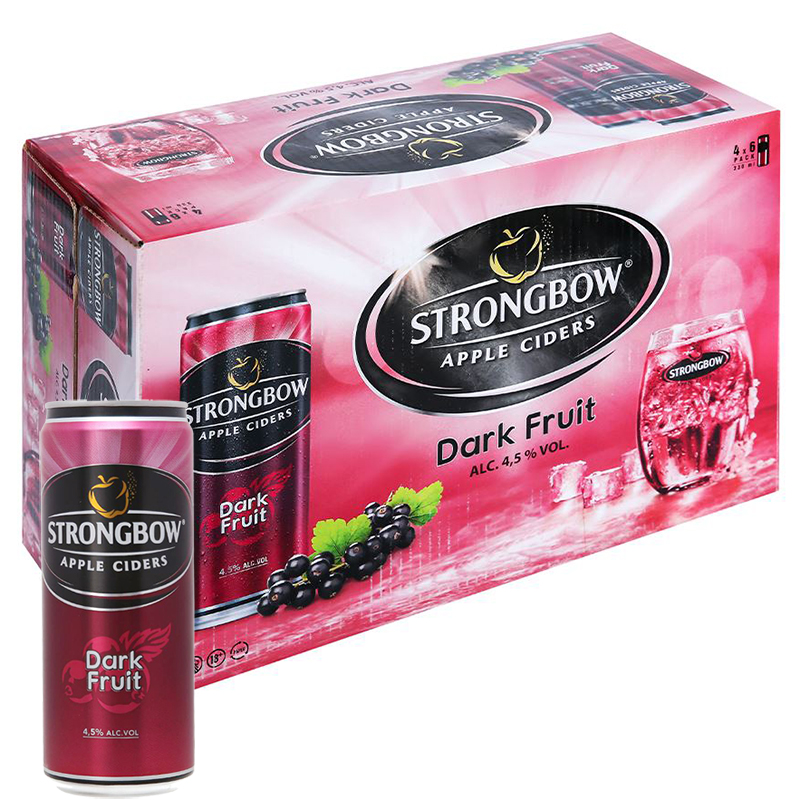 Nước táo lên men Strongbow gold Apple vị dâu đen thùng 24 lon x 330ml ...