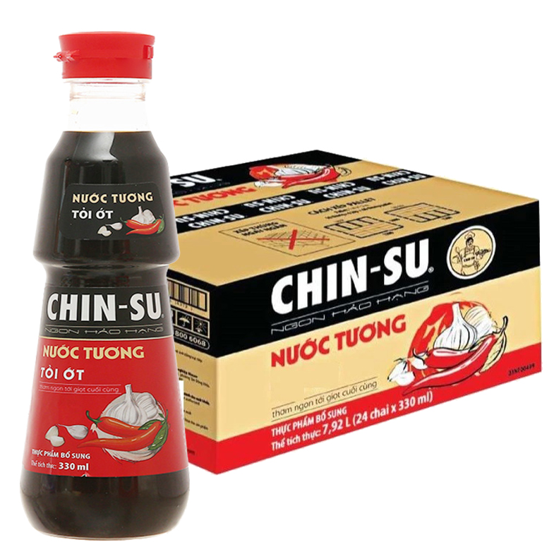 Nước tương Chinsu tỏi ớt thùng 24 chai x 330ml – Chuỗi Tạp Hóa Việt - Chuyên Sỉ Và Lẻ
