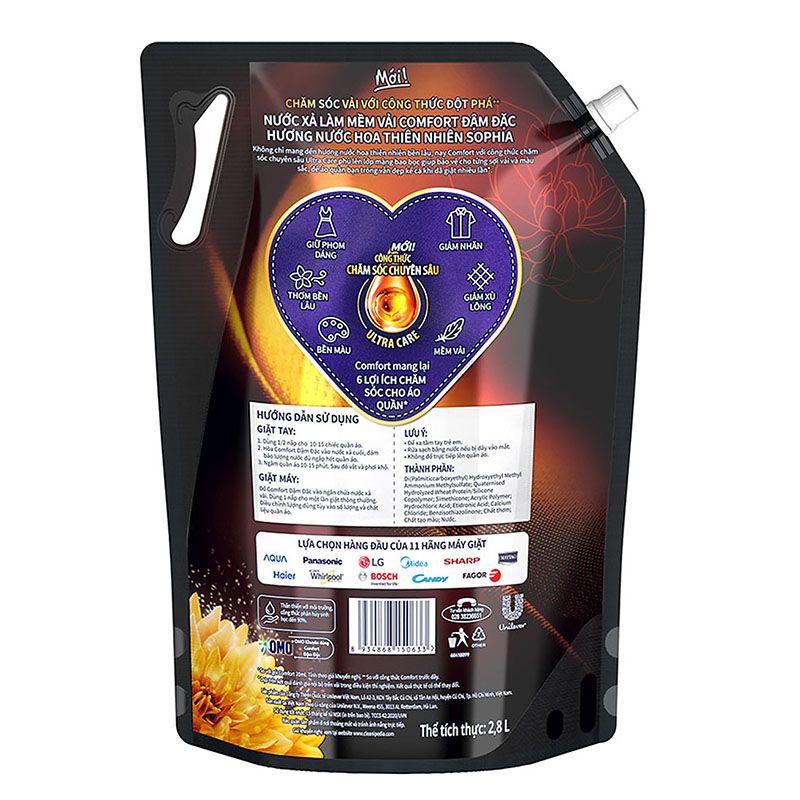 Nước xả vải Comfort hương nước hoa thiên nhiên sophia túi 2,8 lít ...