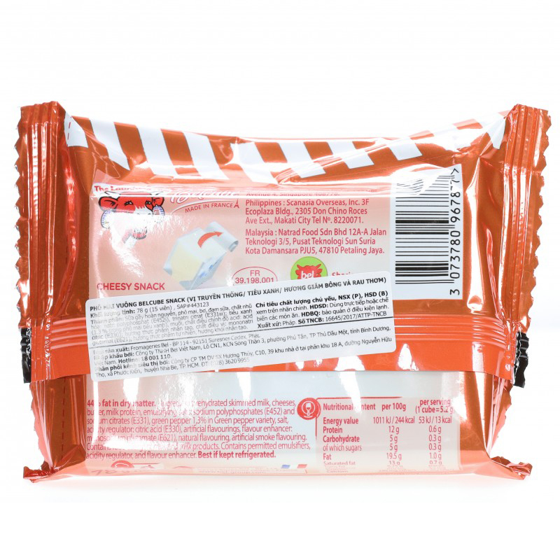 Phô mai vuông Con Bò Cười Belcube Snack vị truyền thống bộ 3 gói x 78g ...