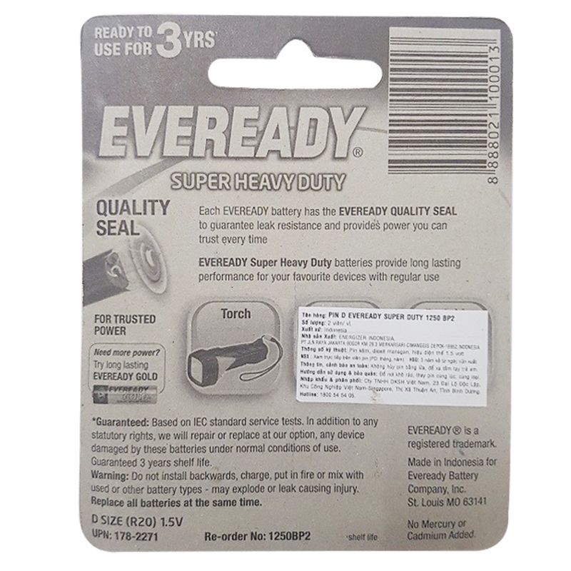 Pin Eveready super heavy duty 1250 BP2 D vỉ 2 viên – Chuỗi Tạp Hóa Việt ...