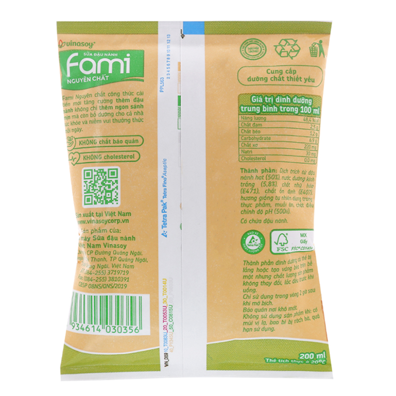 Sữa đậu nành Fami nguyên chất ít đường thùng 40 gói x 200ml – Chuỗi Tạp ...