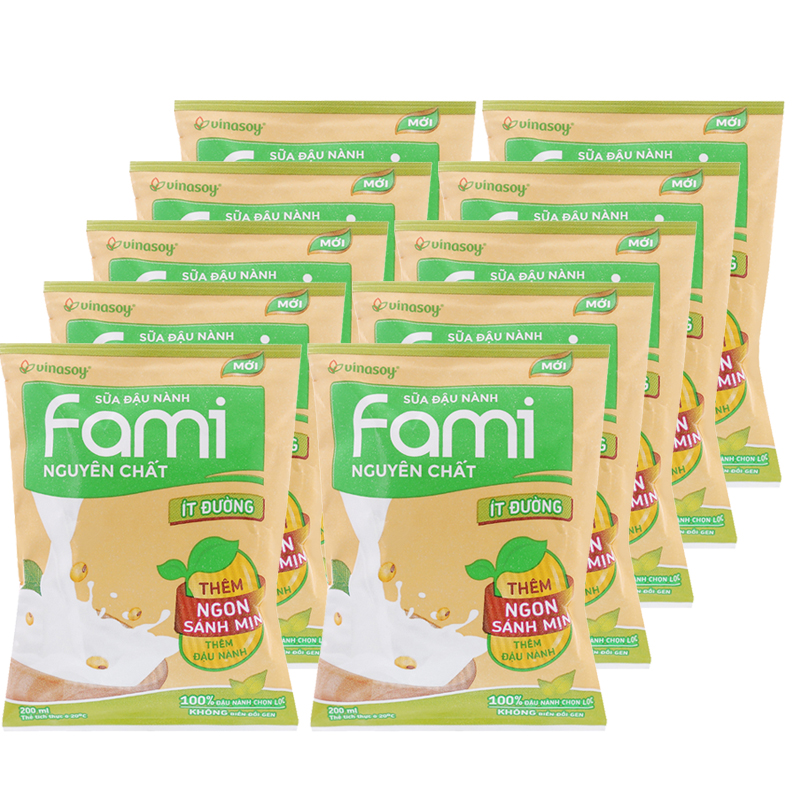 Sữa đậu nành Fami nguyên chất ít đường thùng 40 gói x 200ml – Chuỗi Tạp ...