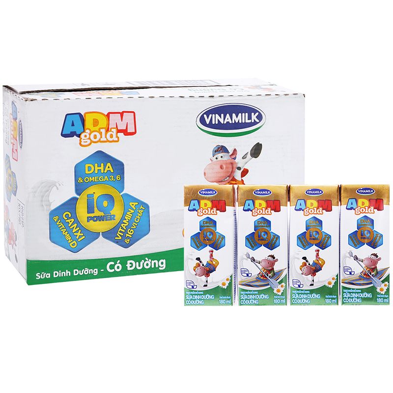 Sữa dinh dưỡng có đường Vinamilk ADM Gold bộ 3 lốc x4 hộp x 180ml ...
