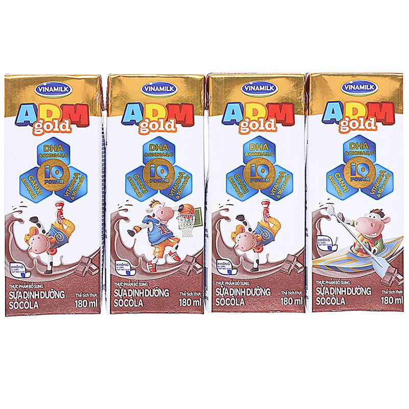 Sữa dinh dưỡng socola Vinamilk ADM Gold lốc 4 hộp x 180ml – Chuỗi Tạp ...
