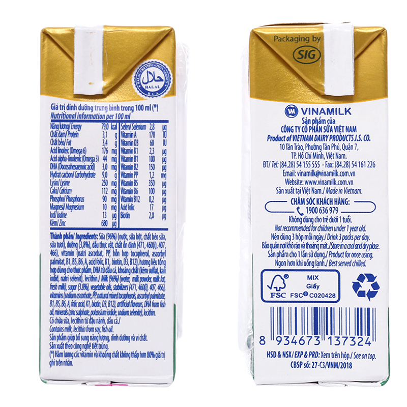 Sữa tiệt trùng Vinamilk ADM Gold có đường lốc 4 hộp x 110ml – Chuỗi Tạp ...