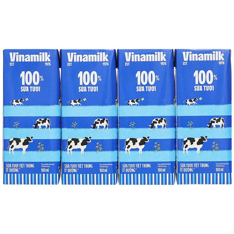 Sữa tươi Vinamilk 100 ít đường thùng 48 hộp x 180ml – Chuỗi Tạp Hóa Việt - Chuyên Sỉ Và Lẻ
