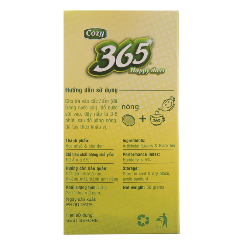 Trà Atisô Cozy 365 Daily Tea 2g x 25 túi hộp 50g – Chuỗi Tạp Hóa Việt ...