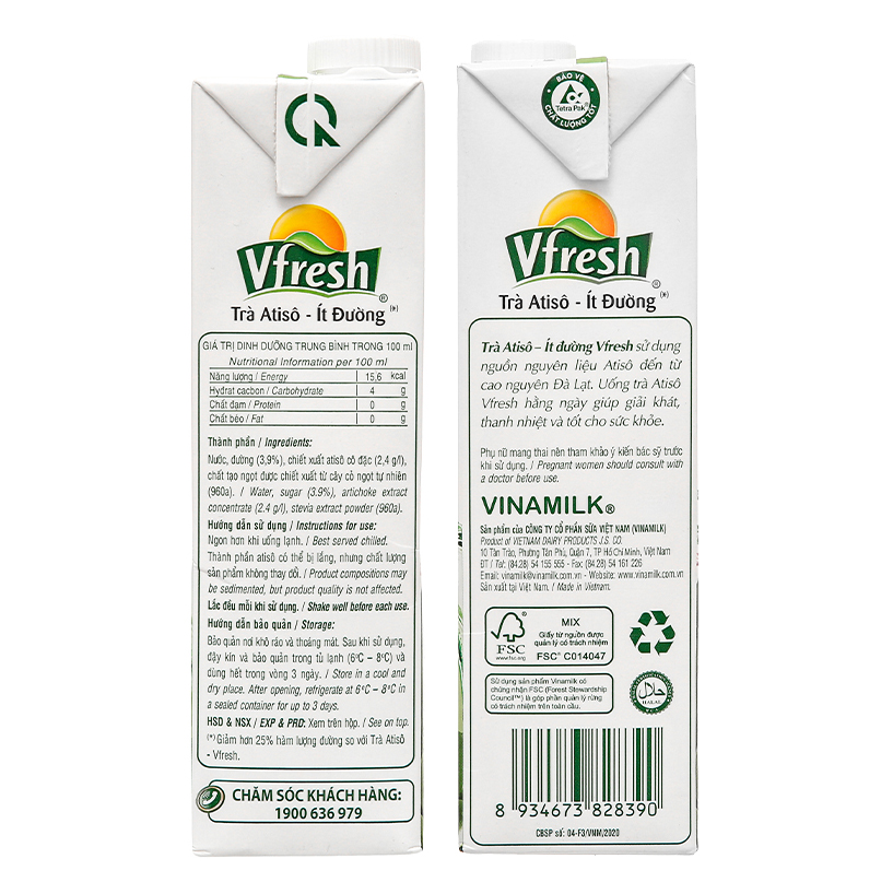 Trà Atisô Vfresh ít đường thùng 12 hộp x 1 lít – Chuỗi Tạp Hóa Việt ...