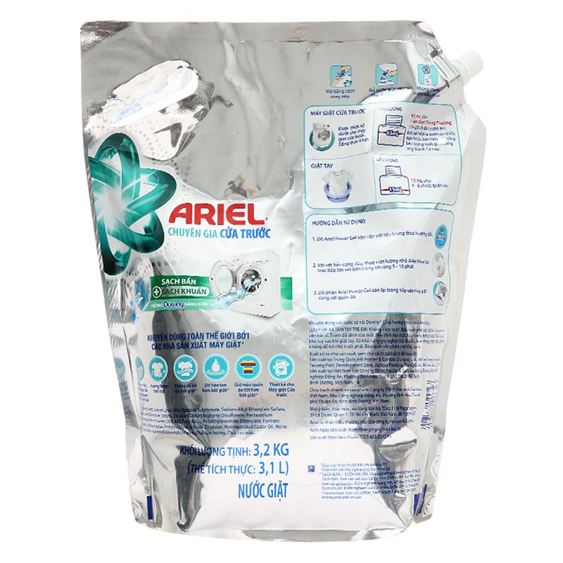 Nước giặt cửa trước Ariel chuyên gia hương Downy nắng sớm túi 3,1 lít ...