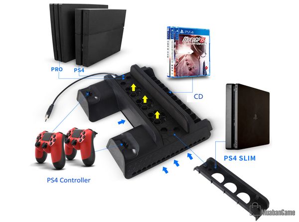 Đế PS4 PRO [2 quạt-3 USB]-Dobe – xGAMESHOP-Retail Store Games