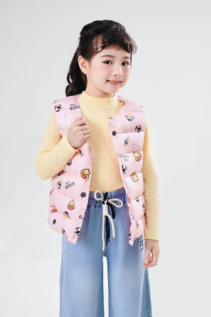 Áo Khoác Gile Phao Chần Bông Ấm Áp Đáng Yêu Cho Bé Gái Rabity 921.001