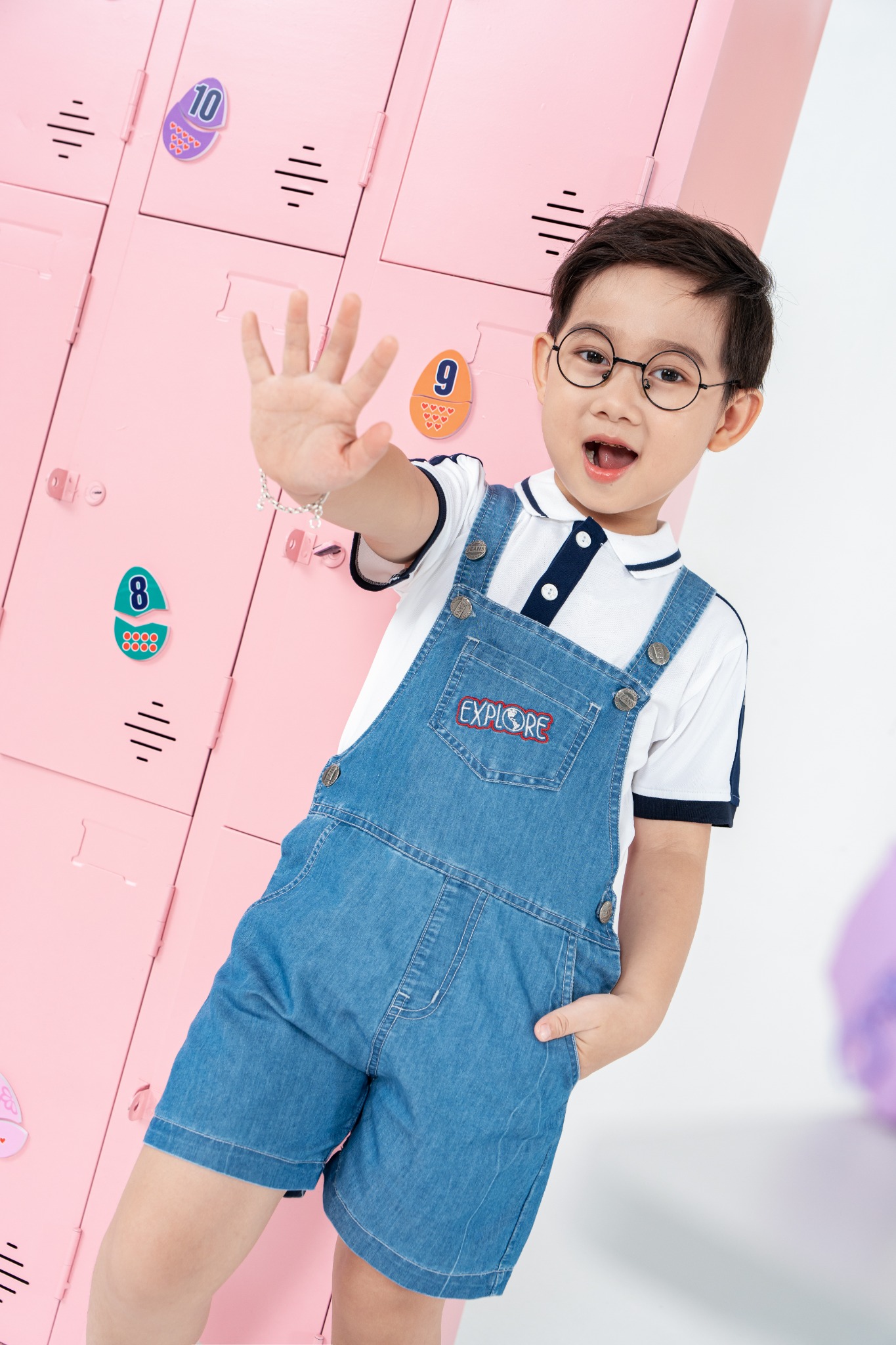 Quần Yếm Bé Trai Có Túi Họa Tiết Thêu Chữ Năng Động Rabity 93456