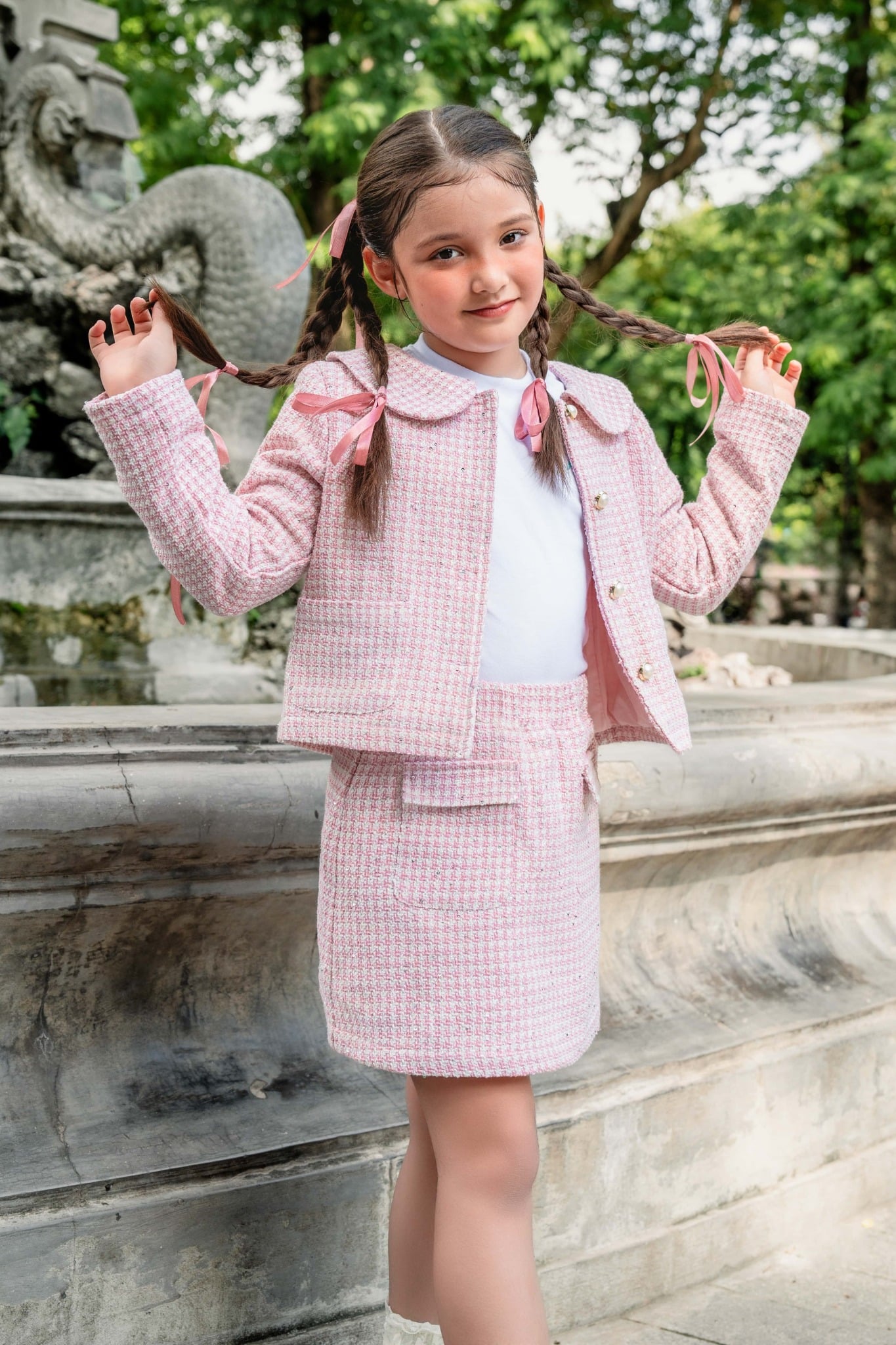 Set dạ 2 món áo khoác + chân váy bé gái Rabity x ELLE Kids - 83014