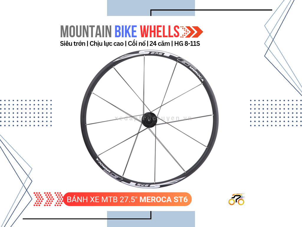 BÁNH XE ĐẠP MTB 27.5” - MEROCA ST6 - HG (CỐI NỔ) - THẮNG ĐĨA - LÍP THẢ ...