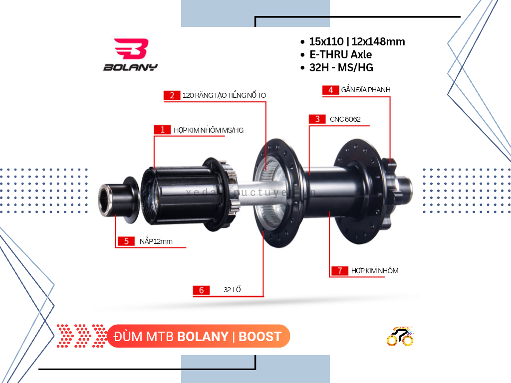 ĐÙM XE ĐẠP - HUB BOLANY - CỐI HG - TY BOOST - 6 CÓC - MTB - BẠC ĐẠN ...