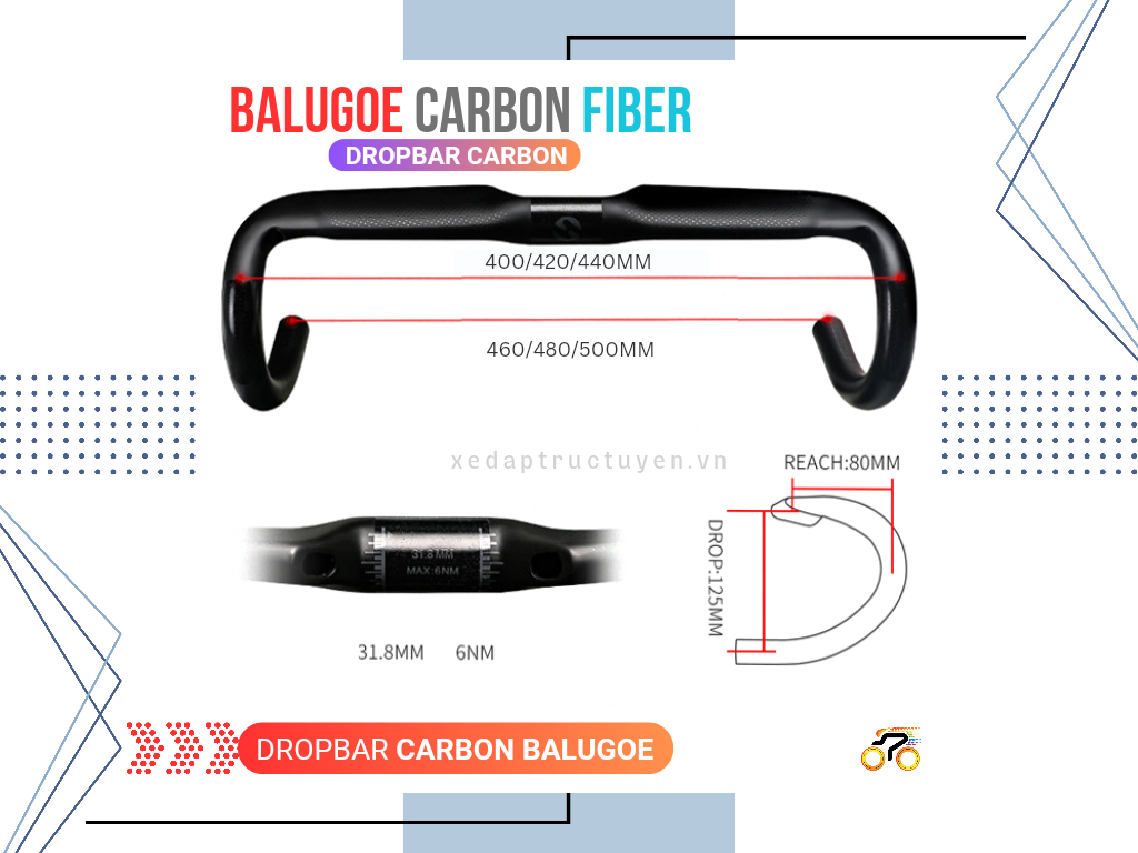 GHI ĐÔNG XE ĐẠP - CARBON BALUGOE - 31.8mm x 420mm - 282g – Xe đạp Trực ...