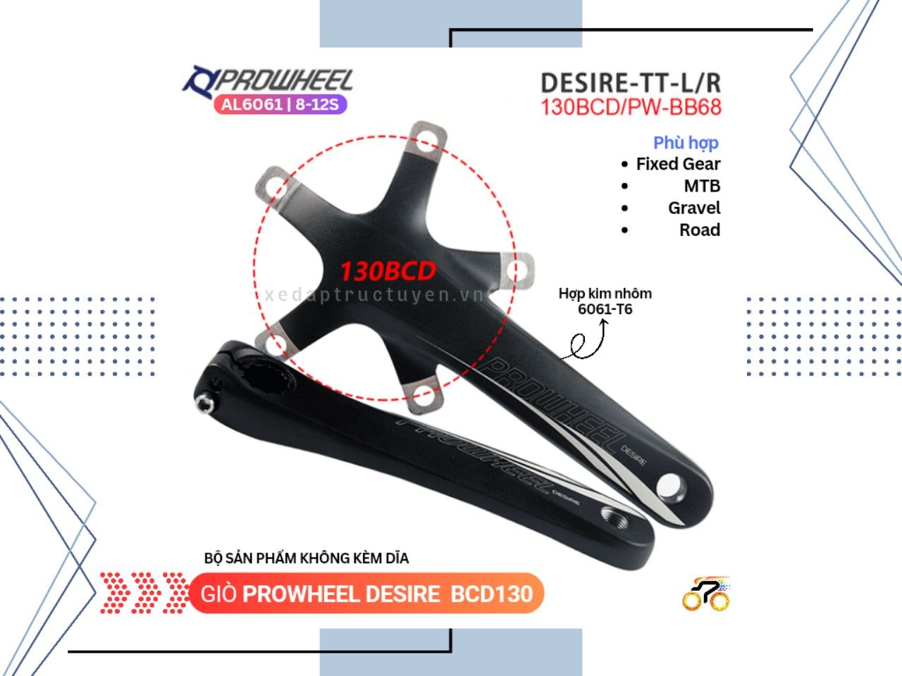 GIÒ KHÔNG DĨA - ROAD - PROWHEEL DESIRE - BCD 130 (KHÔNG KÈM TRỤC RỖNG ...