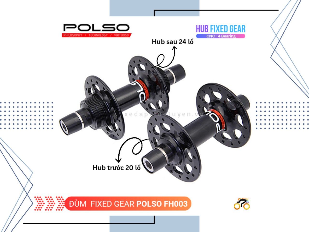 ĐÙM XE ĐẠP - HUB POLSO FH003 - FIXED GEAR - BẠC ĐẠN - 20/24L – Xe đạp ...