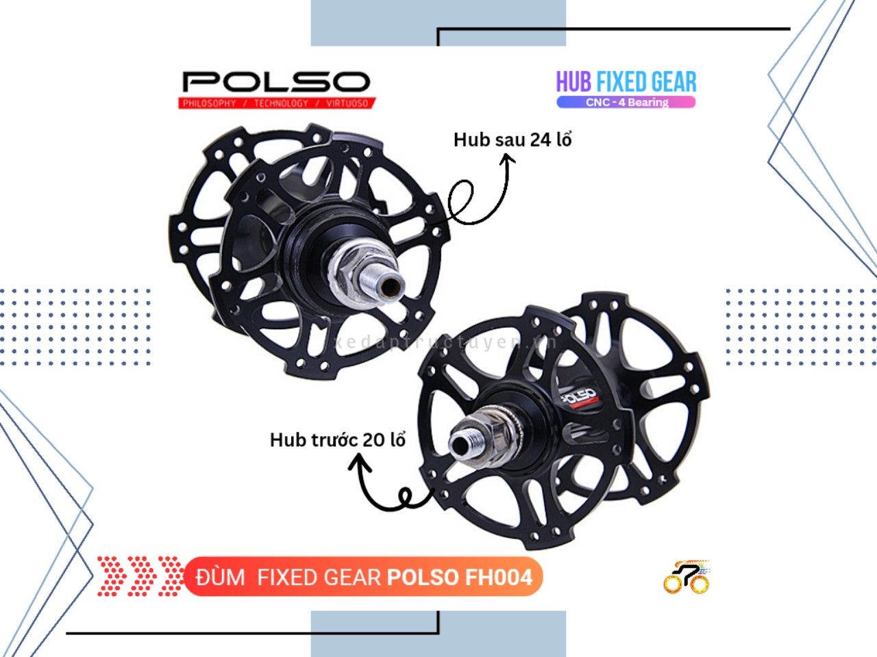 ĐÙM XE ĐẠP - HUB POLSO FH004 - FIXED GEAR - BẠC ĐẠN - 20/24L – Xe đạp ...