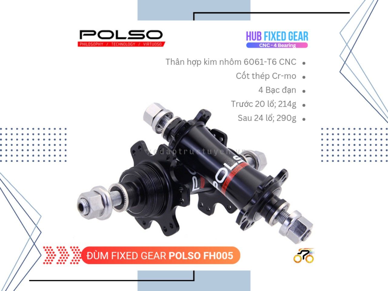 ĐÙM XE ĐẠP - HUB POLSO FH005 - FIXED GEAR - BẠC ĐẠN - 20/24L – Xe đạp ...