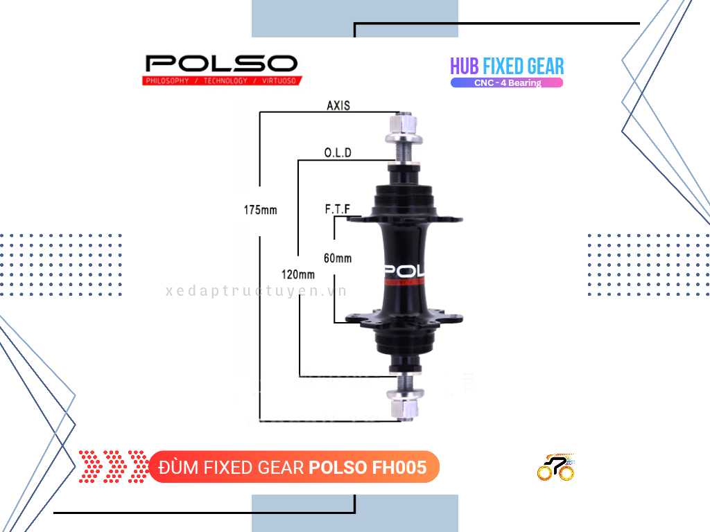 ĐÙM XE ĐẠP - HUB POLSO FH005 - FIXED GEAR - BẠC ĐẠN - 20/24L – Xe đạp ...