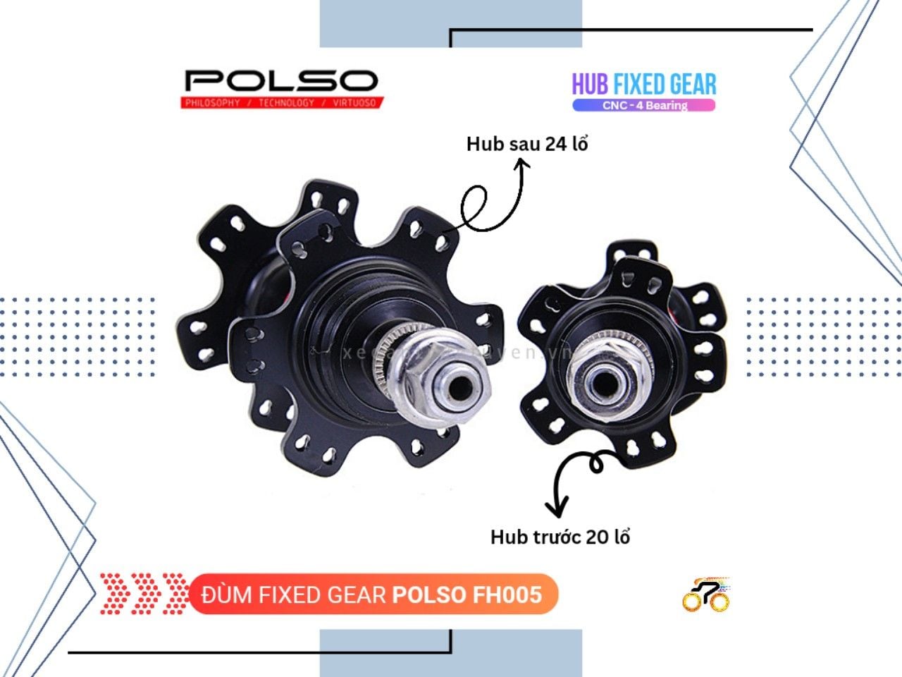 ĐÙM XE ĐẠP - HUB POLSO FH005 - FIXED GEAR - BẠC ĐẠN - 20/24L – Xe đạp ...