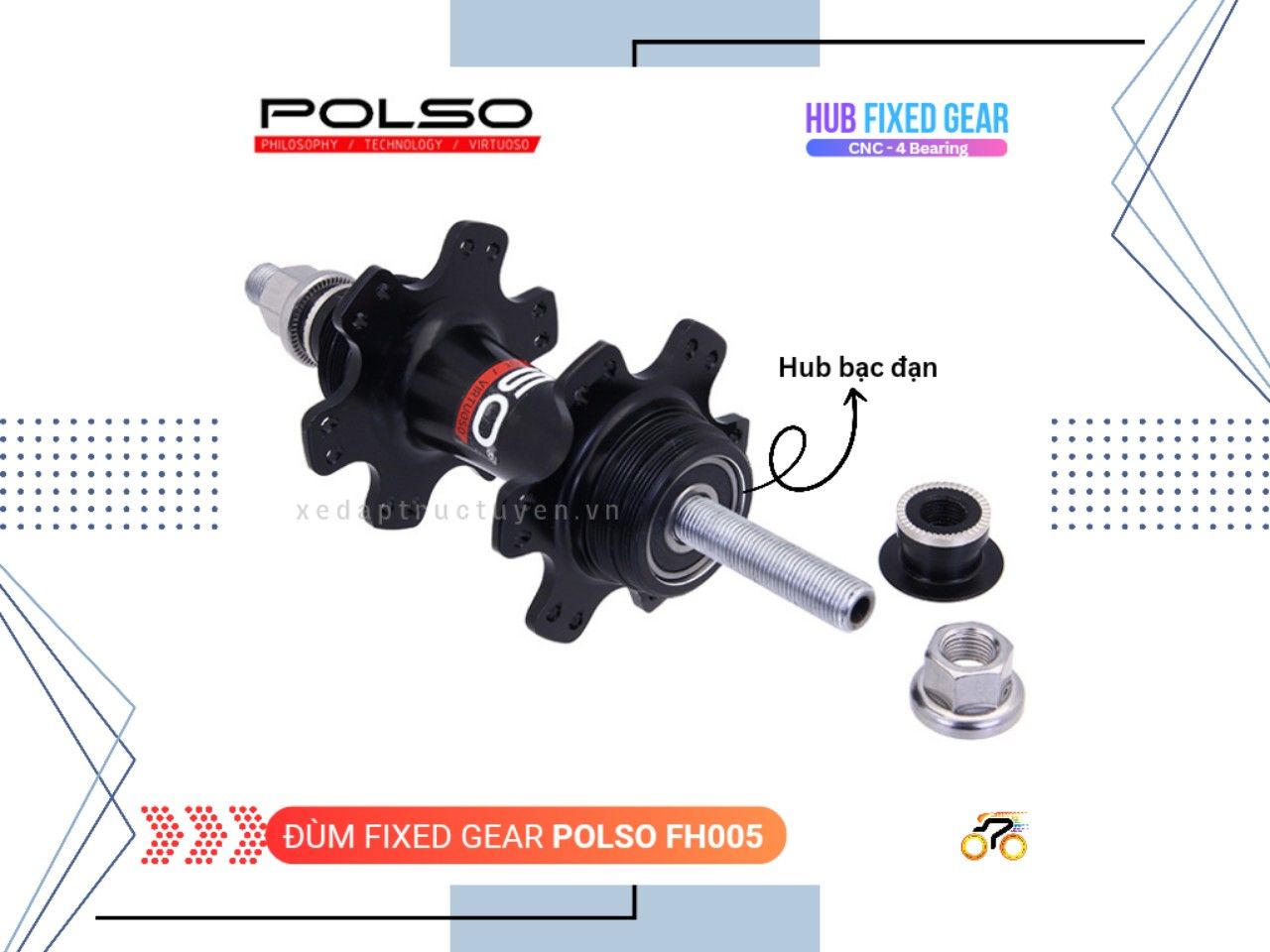 ĐÙM XE ĐẠP - HUB POLSO FH005 - FIXED GEAR - BẠC ĐẠN - 20/24L – Xe đạp ...