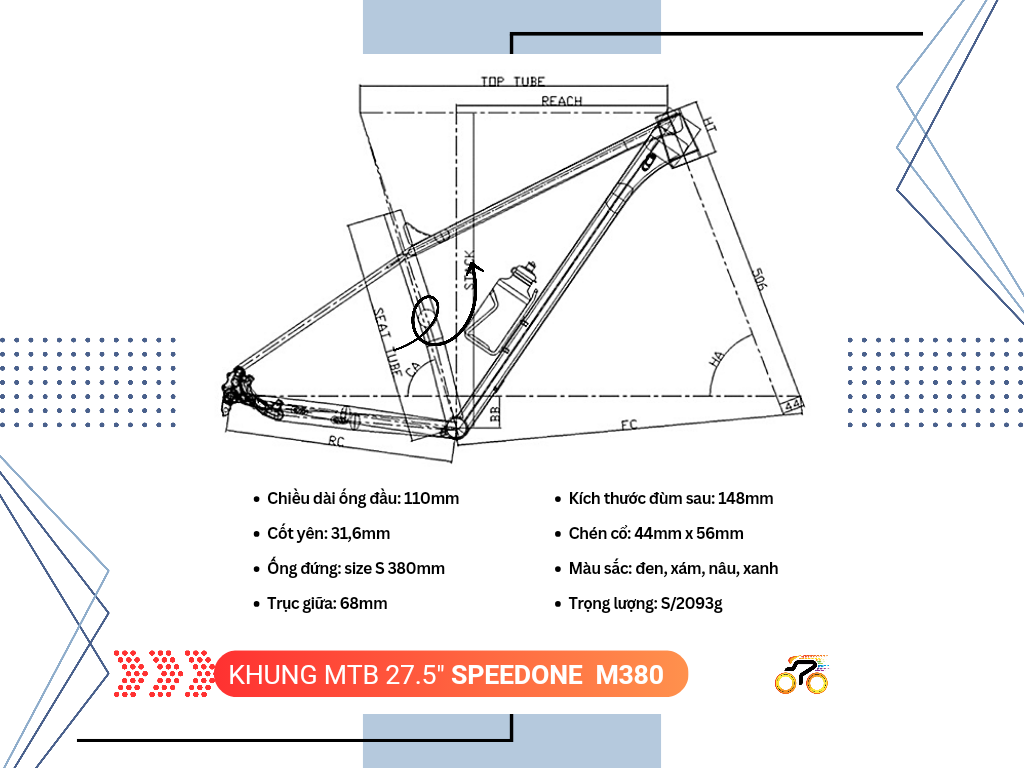 KHUNG SƯỜN XE ĐẠP MTB 27.5'' - SPEEDONE M380 - BOOST 148mm - NHÔM – Xe đạp Trực tuyến