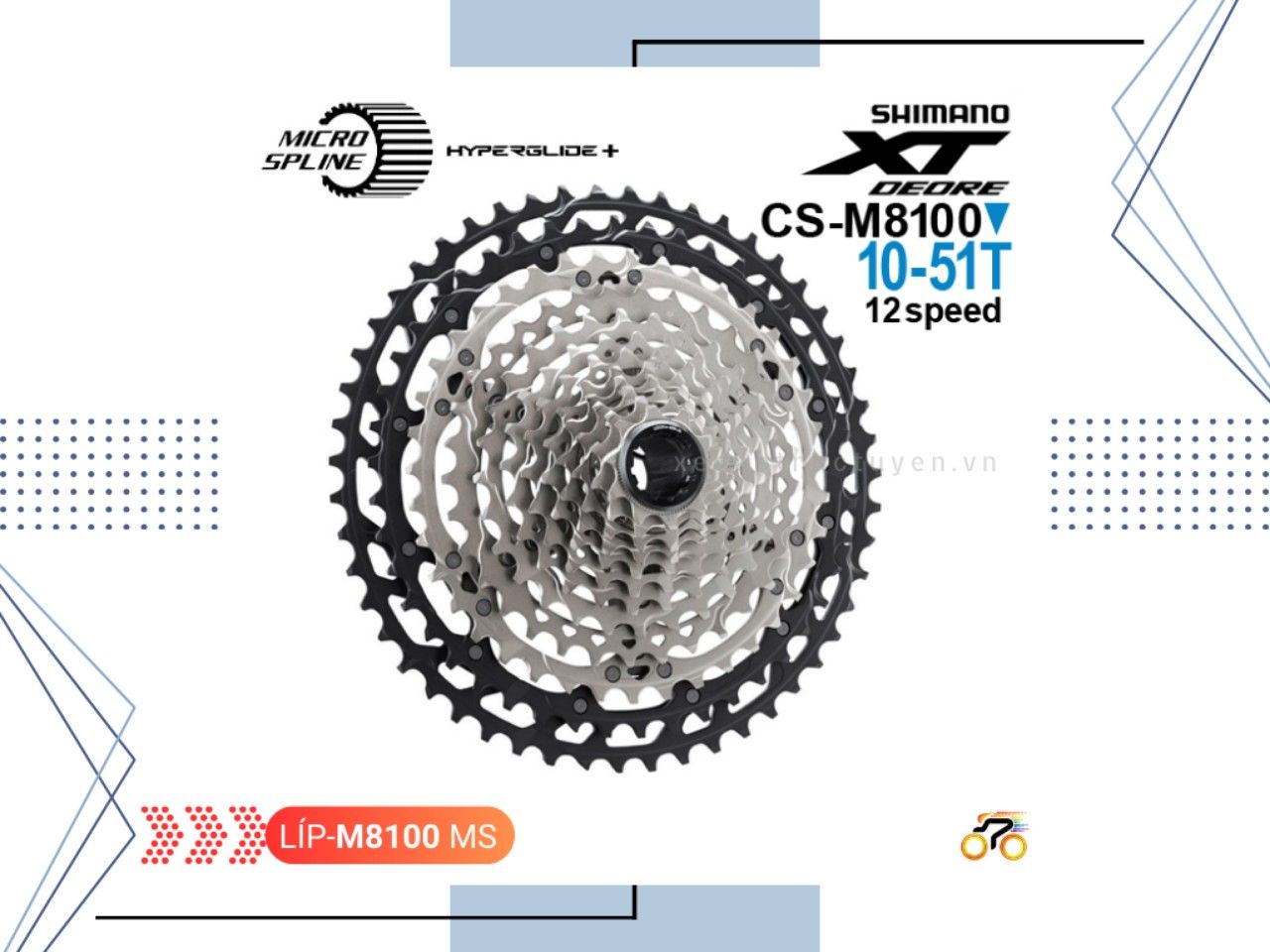 LÍP XE ĐẠP MTB - SHIMANO DEORE XT CS M8100 / 10-51T - KIỂU THẢ MS (12 ...