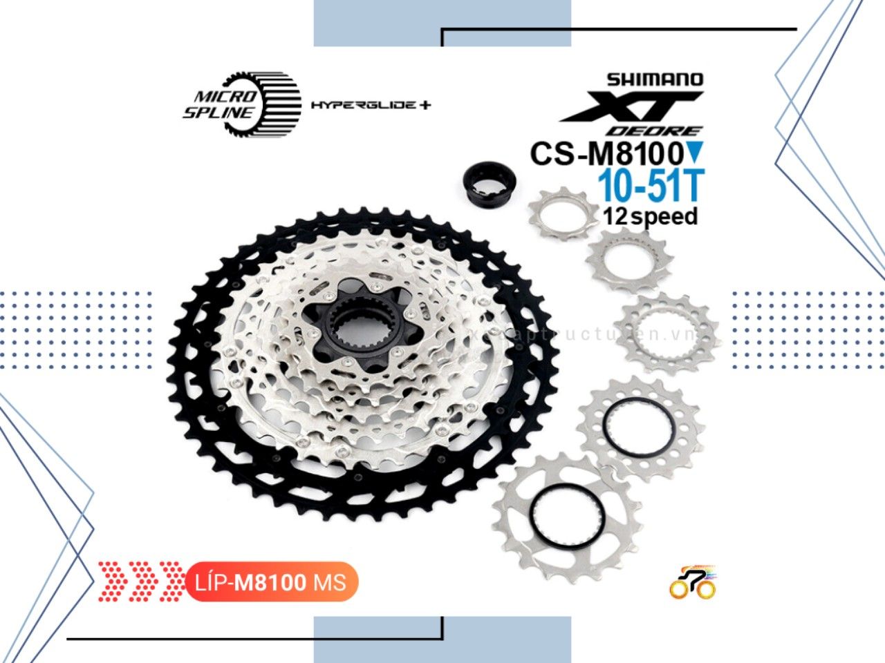 LÍP XE ĐẠP MTB - SHIMANO DEORE XT CS M8100 / 10-51T - KIỂU THẢ MS (12 ...