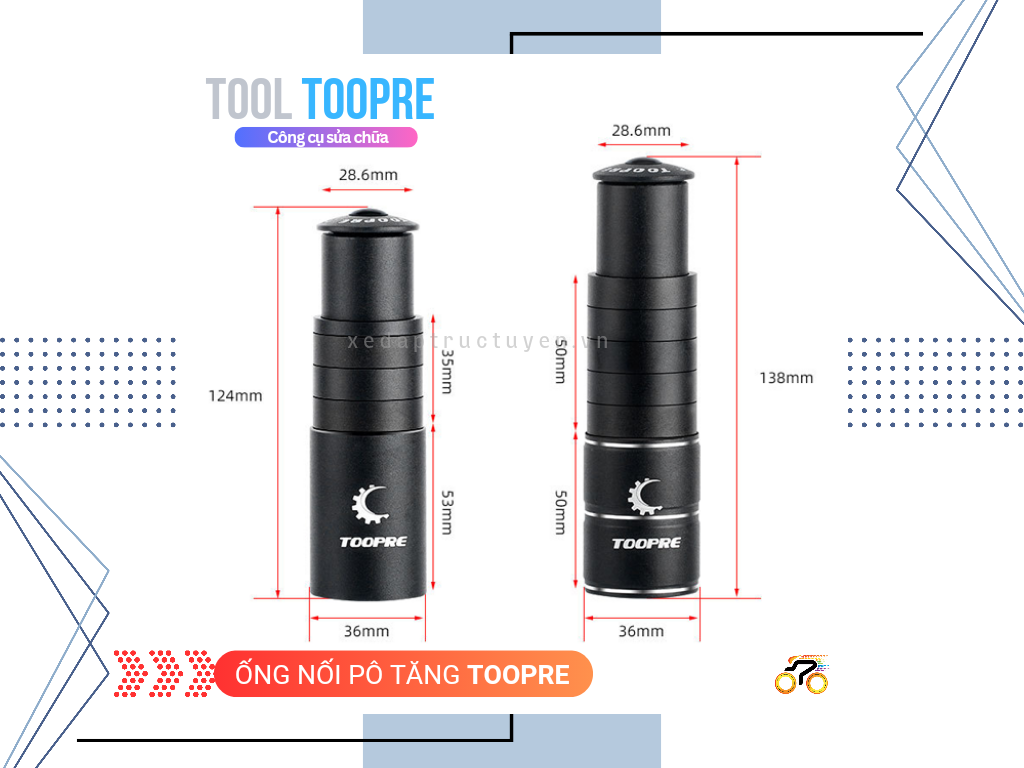 ỐNG NỐI PÔ TĂNG XE ĐẠP - TOOPRE - 28.6mm x 138mm - 310g – Xe đạp Trực tuyến