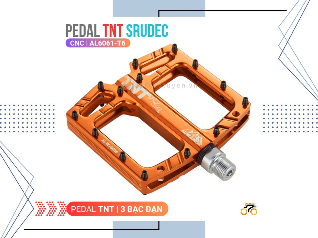 PEDAL XE ĐẠP - BÀN ĐẠP TNT SRUOEC CNC - 3 BẠC ĐẠN (GẮN ĐƯỢC STRAP) – Xe đạp Trực tuyến