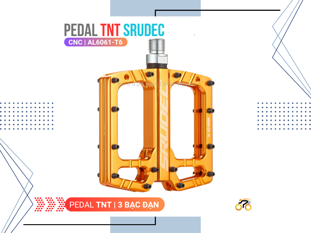 PEDAL XE ĐẠP - BÀN ĐẠP TNT SRUOEC CNC - 3 BẠC ĐẠN (GẮN ĐƯỢC STRAP) – Xe đạp Trực tuyến