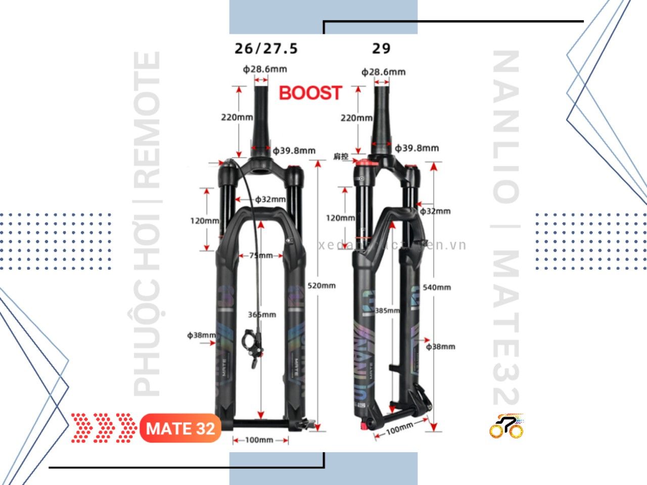 PHUỘC XE ĐẠP MTB 29" - NANLIO X7 - HƠI - REMOTE - CỔ LỚN - REBOUND – Xe ...