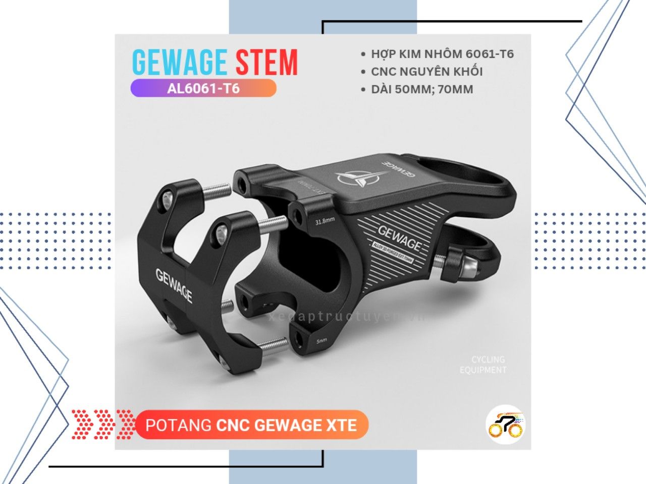 PÔ TĂNG XE ĐẠP - CNC GEWAGE XTE 70 - 31.8mm x 70mm – Xe đạp Trực tuyến