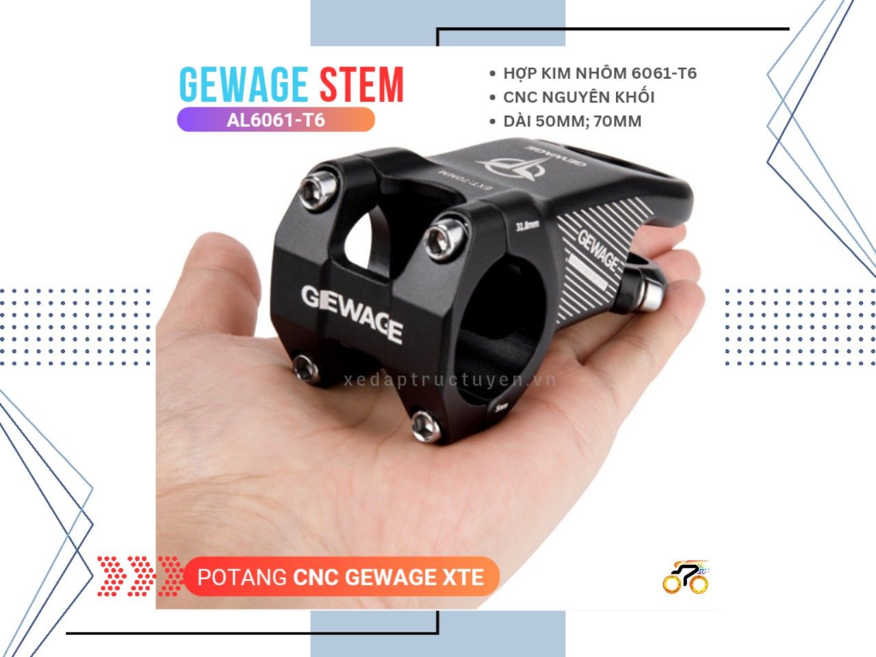 PÔ TĂNG XE ĐẠP - CNC GEWAGE XTE 70 - 31.8mm x 70mm – Xe đạp Trực tuyến