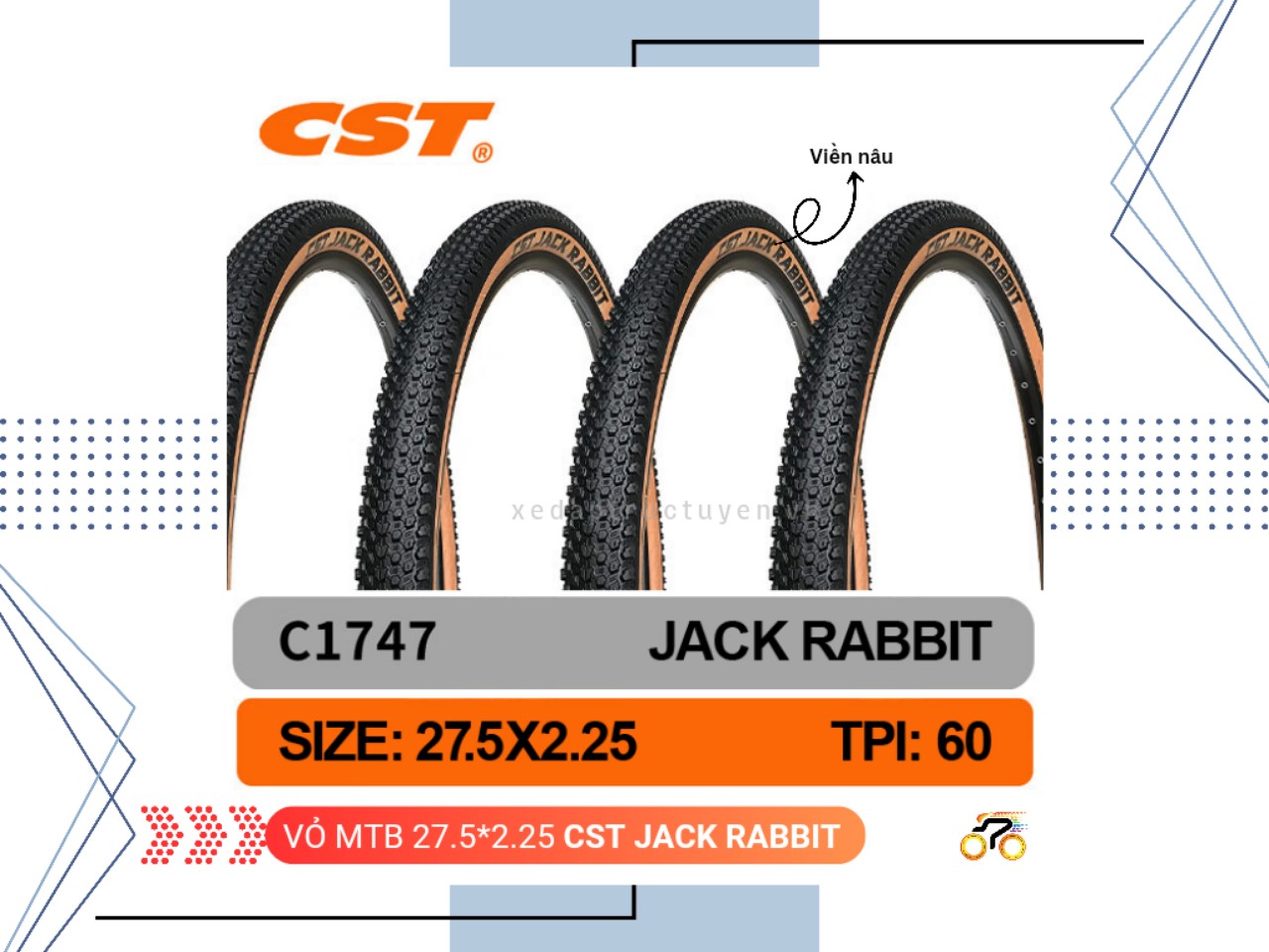 VỎ XE ĐẠP 29" - CST JACK RABBIT - VIỀN NÂU VÀNG - 27.5x2.25 (1 CÁI ...