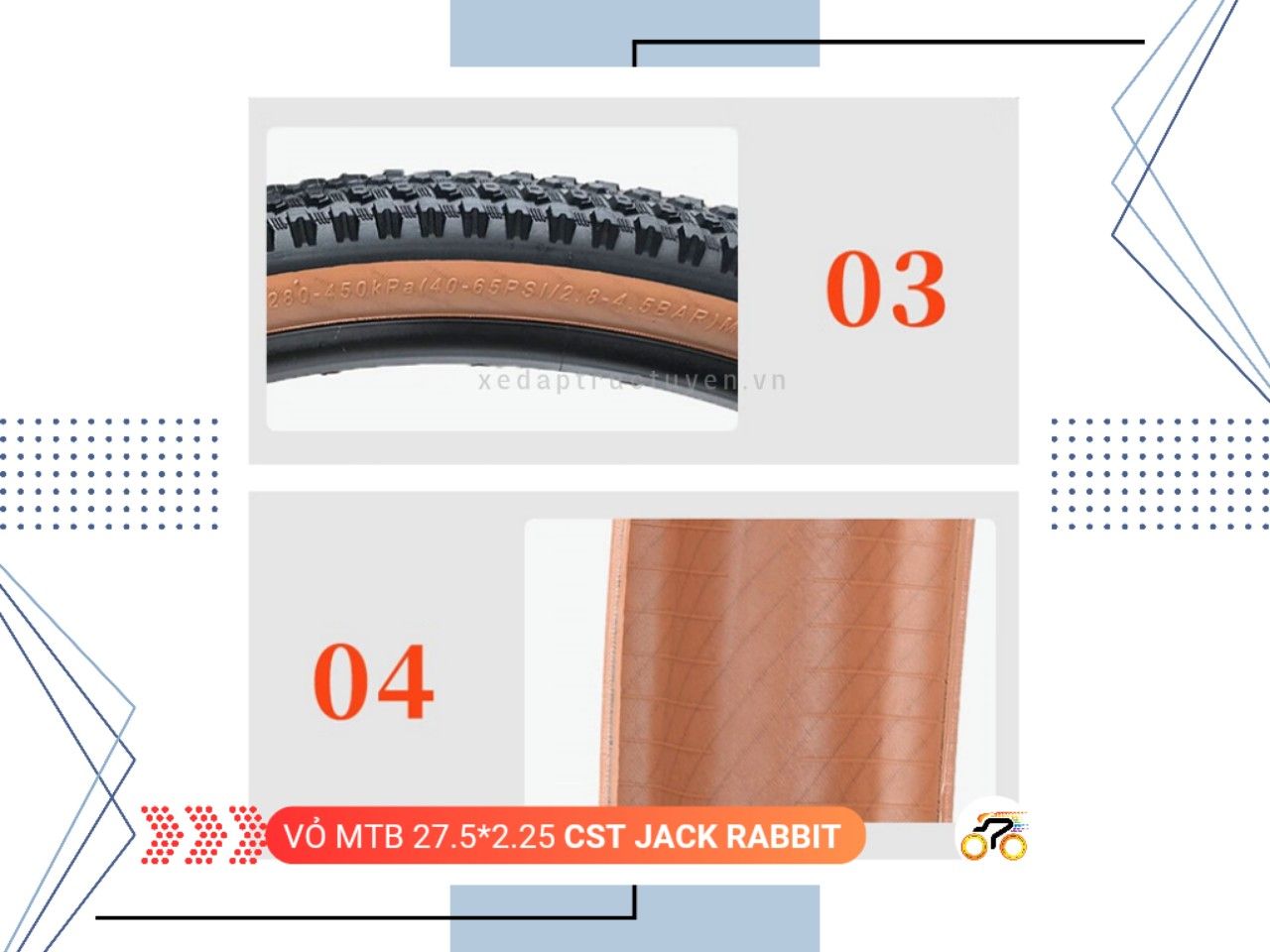 VỎ XE ĐẠP 29" - CST JACK RABBIT - VIỀN NÂU VÀNG - 27.5x2.25 (1 CÁI ...
