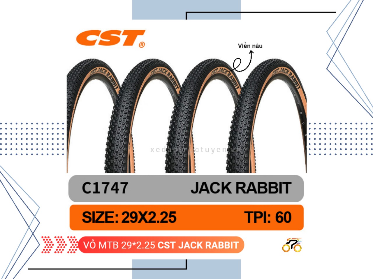 VỎ XE ĐẠP 29" - CST JACK RABBIT - VIỀN NÂU VÀNG - 29x2.25 (1 CÁI) – Xe ...