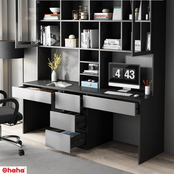 Bàn Học Đôi Có Kệ Sách Cho Bé OHAHA - BH009 – Ohaha
