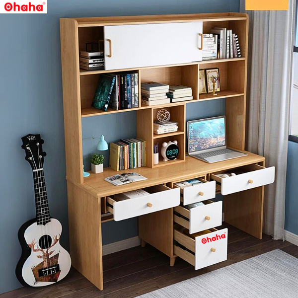 Bàn Học Đôi Có Kệ Sách Cho Bé OHAHA - BH010 – Ohaha